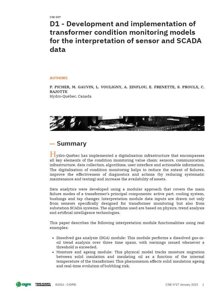 CSE 27 d1 Development and Implementation of Transformer Condition Monitoring Models For The ...