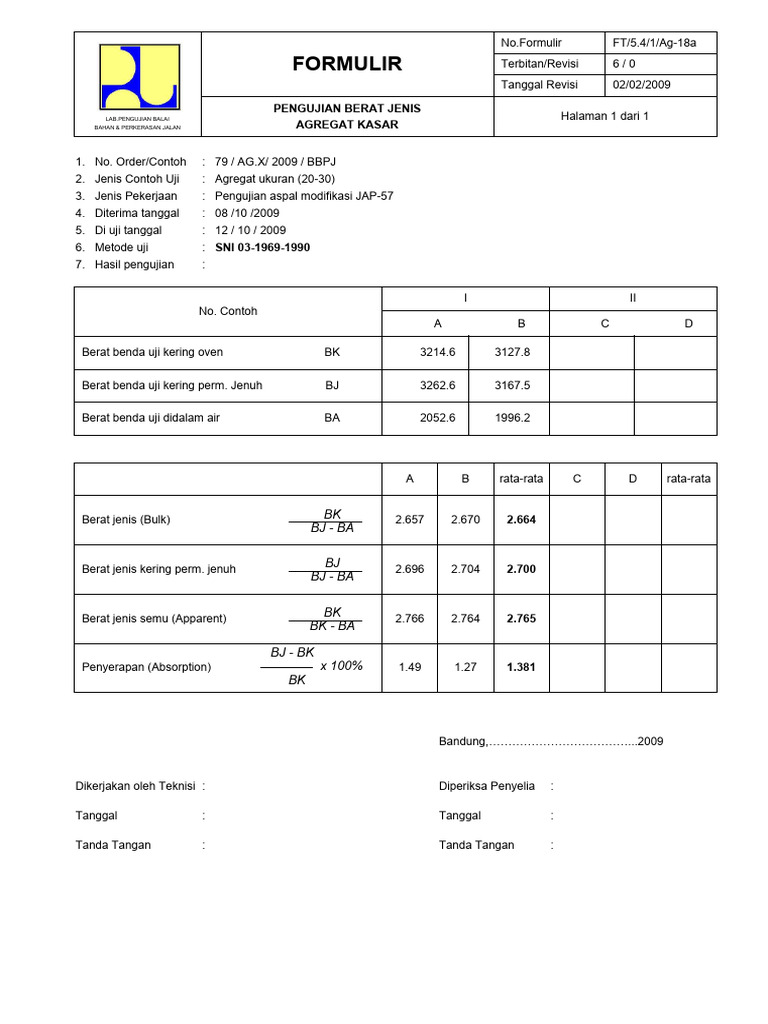 Form Specific Gravity | PDF