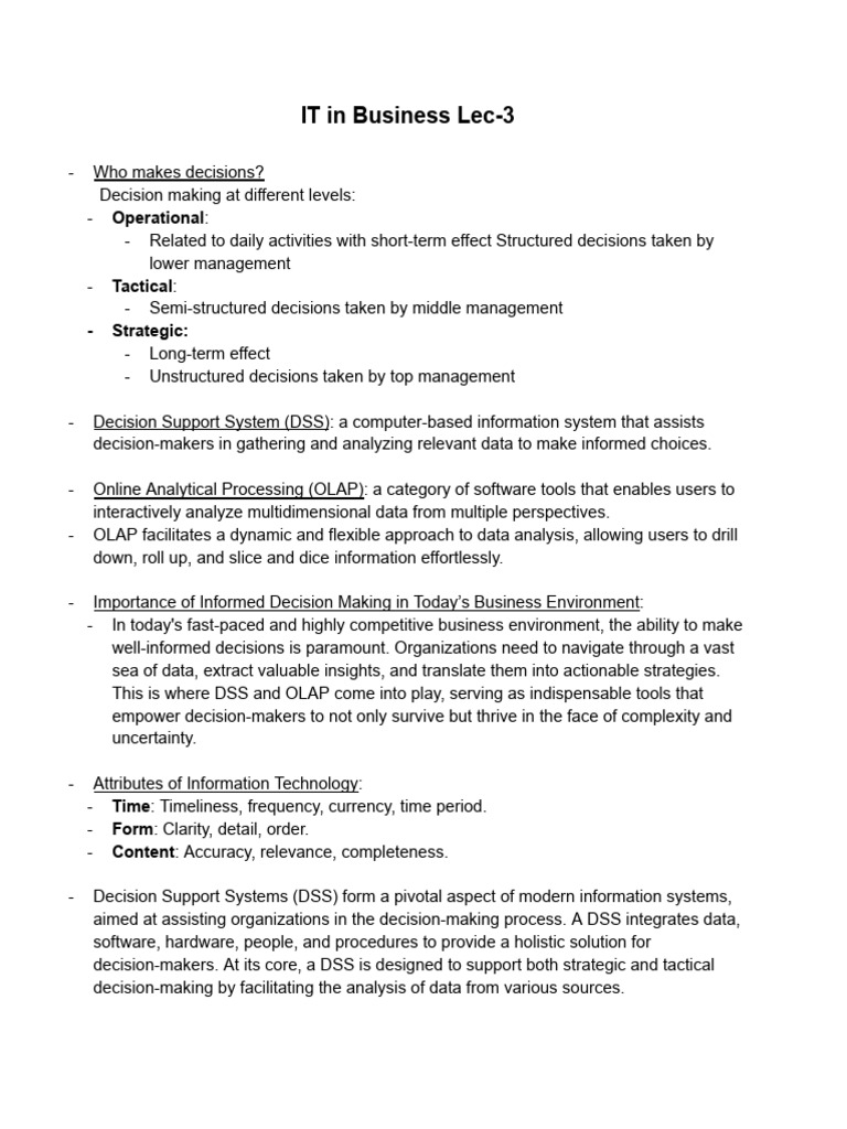 IT in Business Lec-3 Summary | PDF | Computer Science | Computing