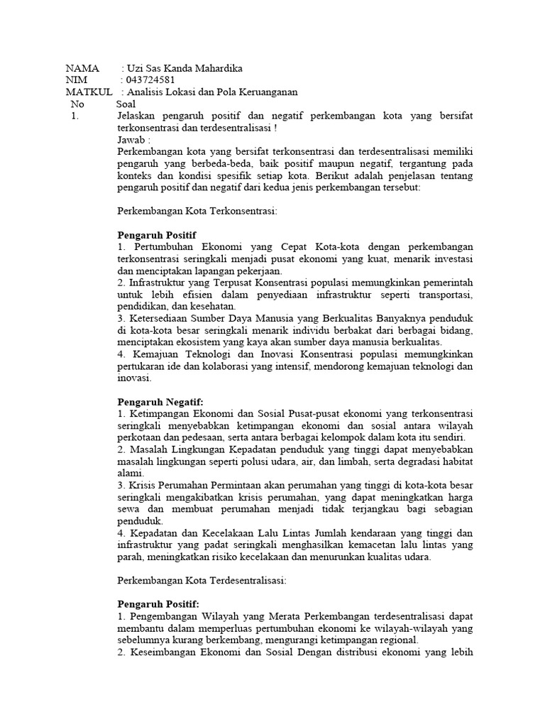Tugas 2 Analisis Pola Keruangan Uzi | PDF