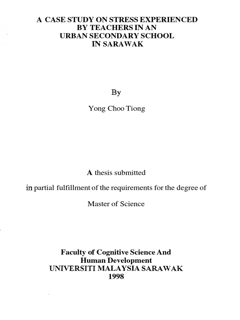 A Case Study On Stress Experienced by Teachers in An Urban Secondary School in Sarawak | PDF ...