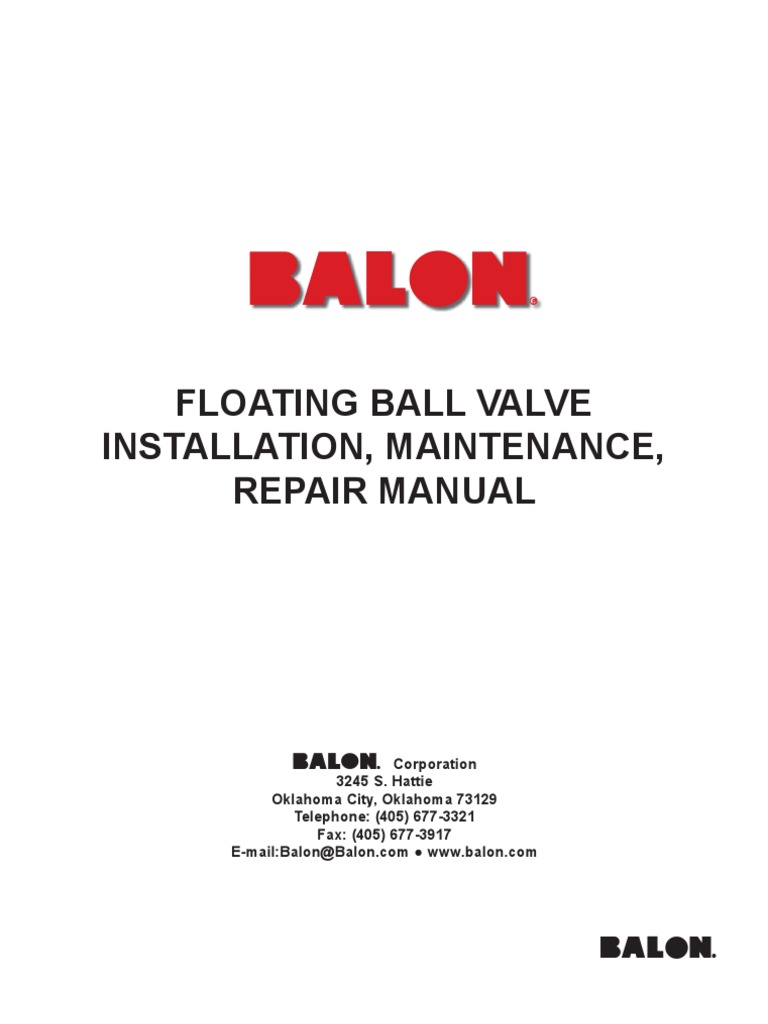 Balon Ball Valve Installation & Repair Guide | PDF | Valve | Screw