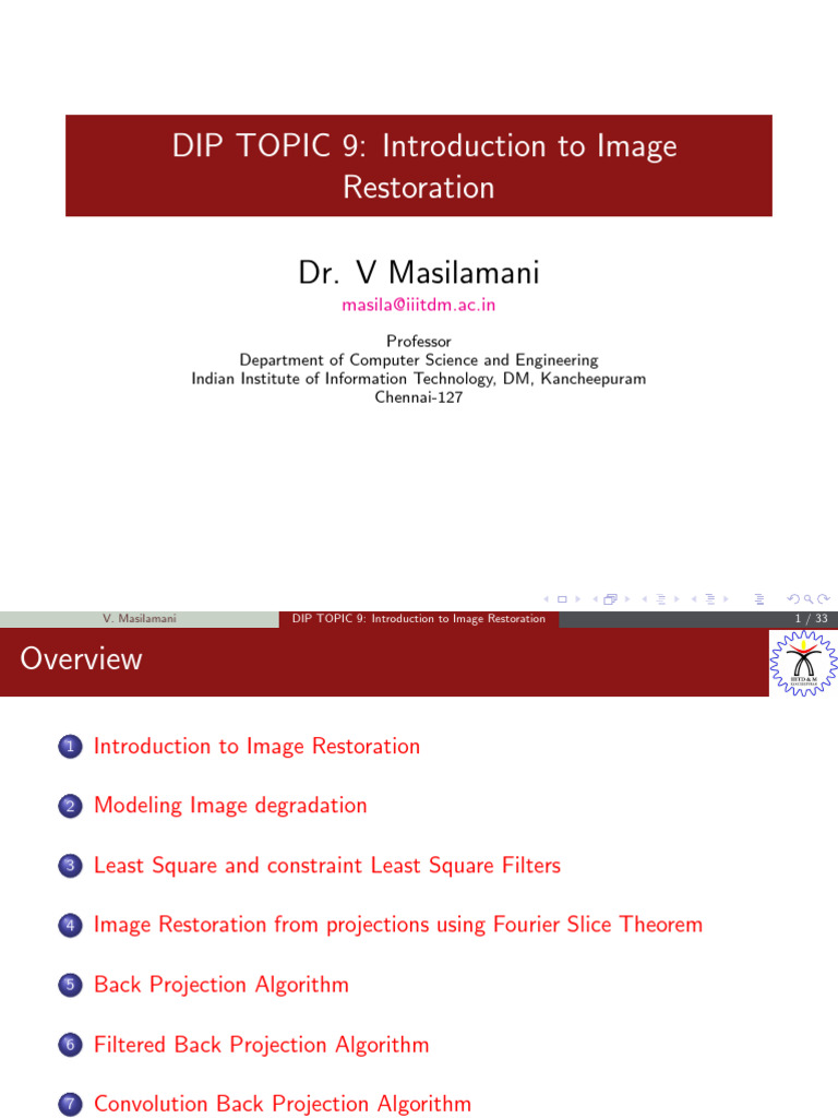 Image Restoration Techniques Overview | PDF | Tomography | Medical Imaging