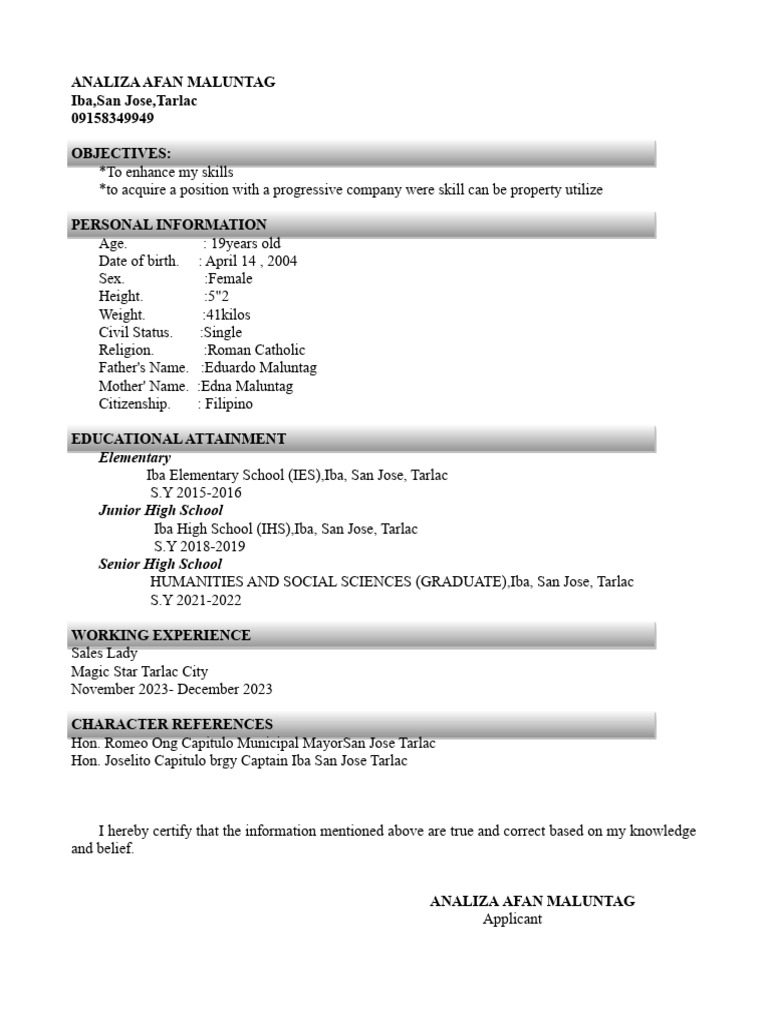 SASA-RESUME Final | PDF