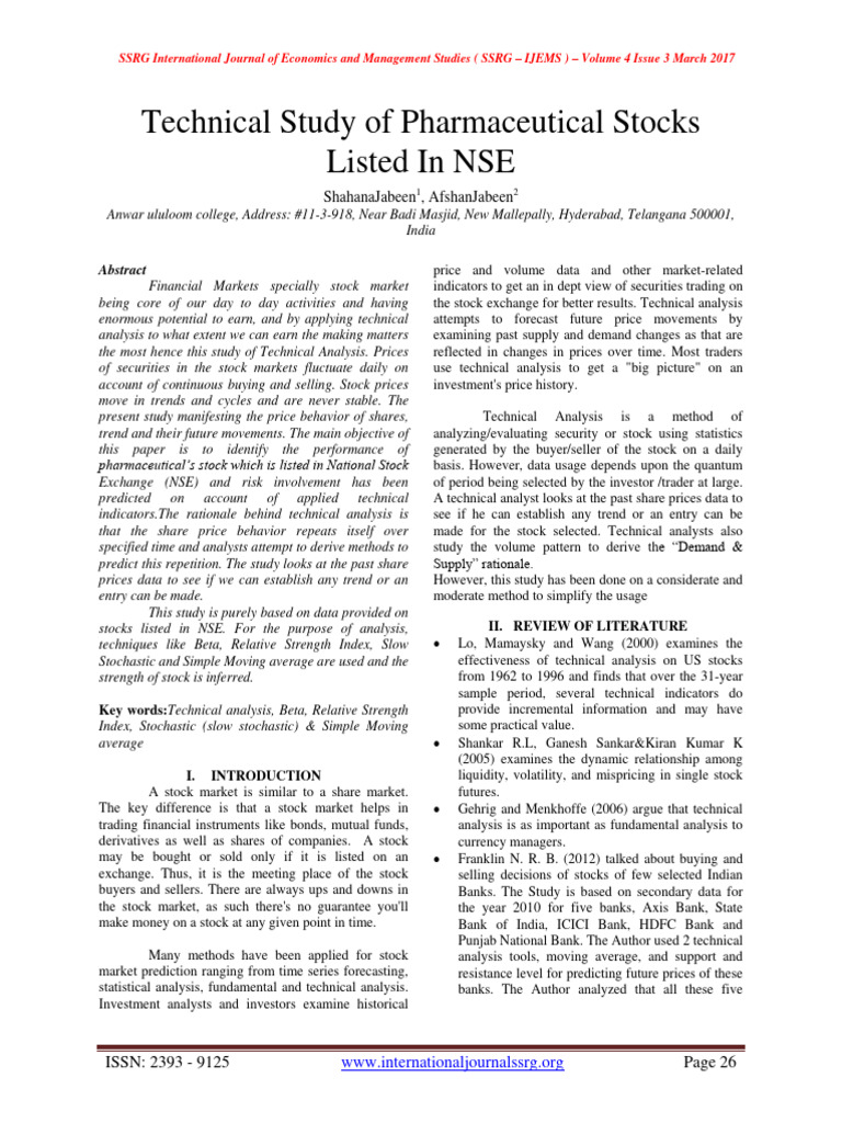 NSE Pharmaceutical Stocks Analysis | PDF | Technical Analysis | Stocks