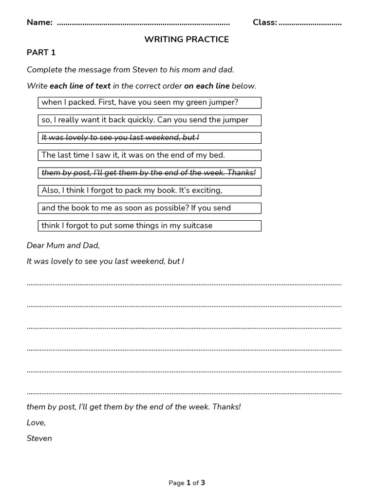 S5 W34 Writing Practice-1 | PDF | Punctuation