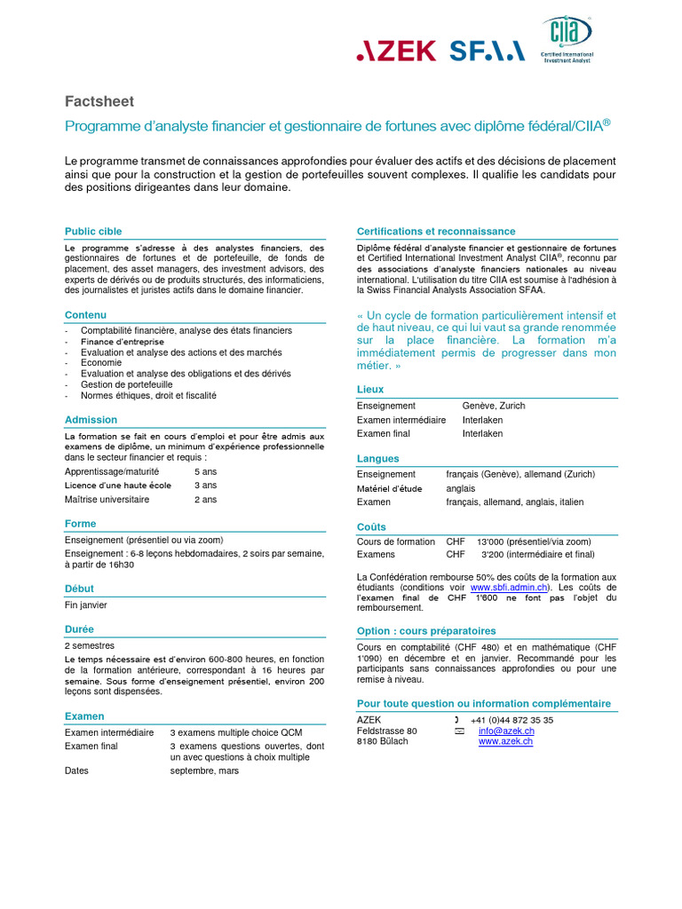 Factsheet CIIA F | PDF | Business | Économie