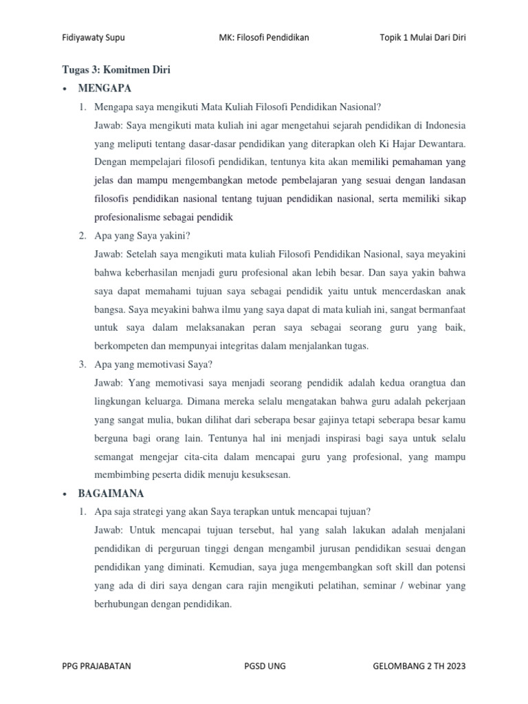 Tugas 3 Komitmen Diri | PDF