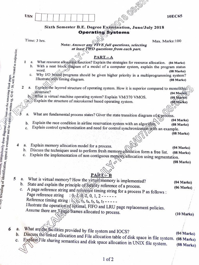 Os QP | Download Free PDF | Operating System | Kernel (Operating System)