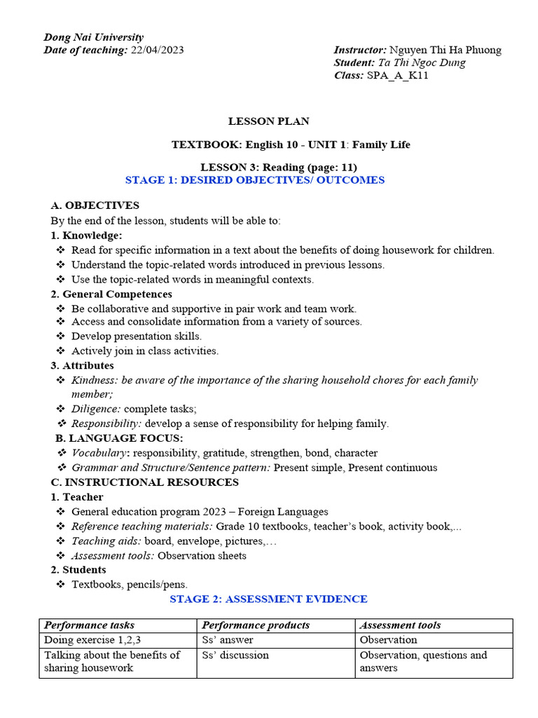 Lesson Plan Reading 1 | Download Free PDF | Lesson Plan | Information