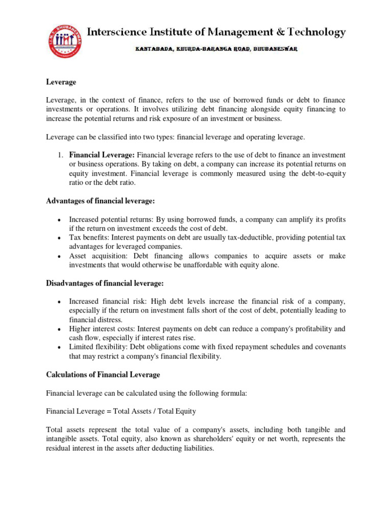 FM - Module 4 | PDF | Capital Structure | Leverage (Finance)