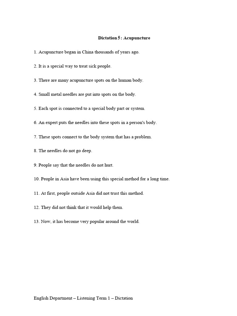 Dictation 5 - Key | PDF