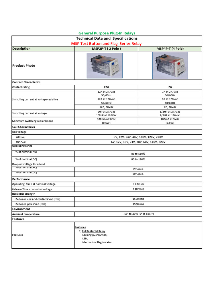 MSP 2P & 4P Technical Specification 6-7-2019 (Rev 2) | PDF | Mains ...