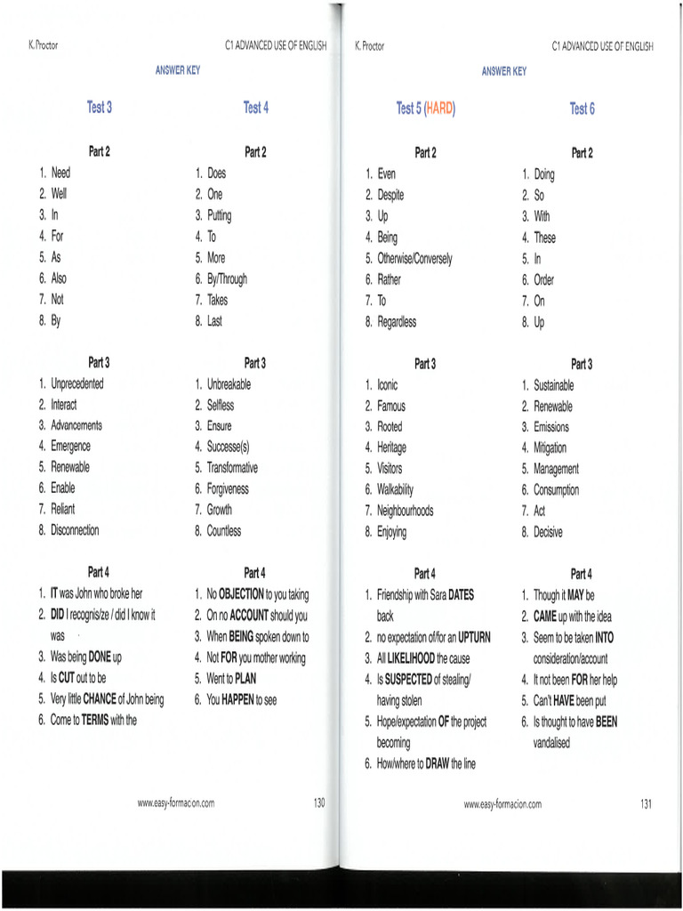 C1, Use of English, KEY | PDF