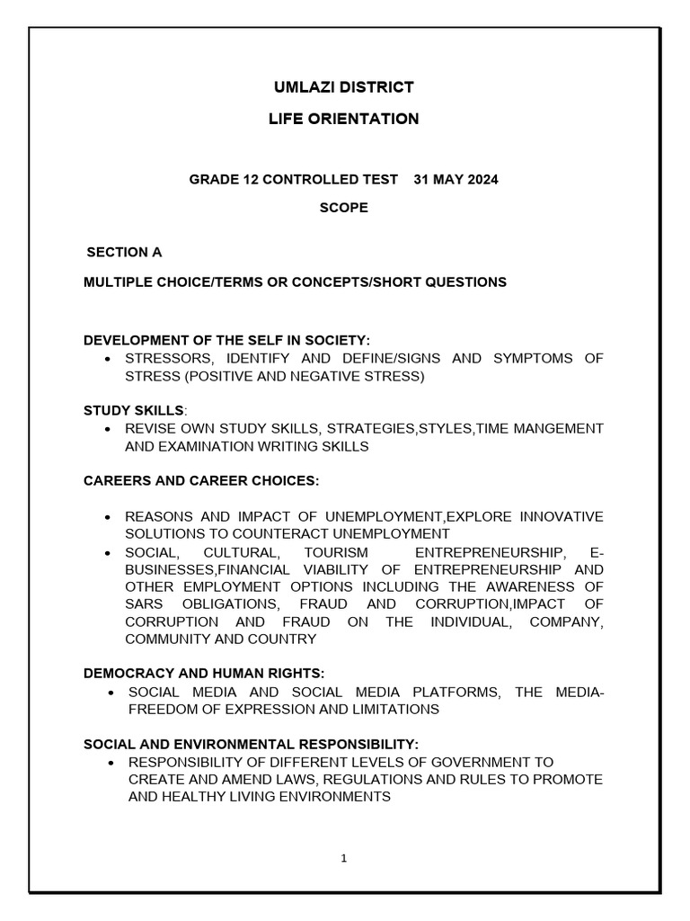 2024 Lo Grade 12 Scope Controlled Test | PDF | Social Media | Popular ...