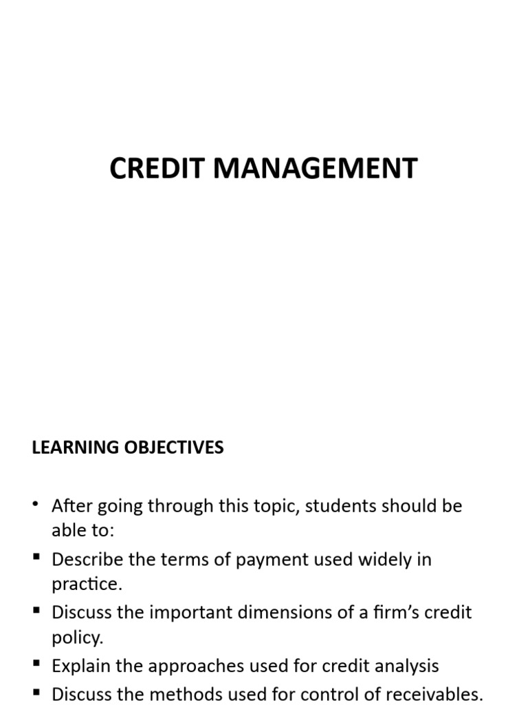 Credit Management | PDF | Credit | Finance & Money Management