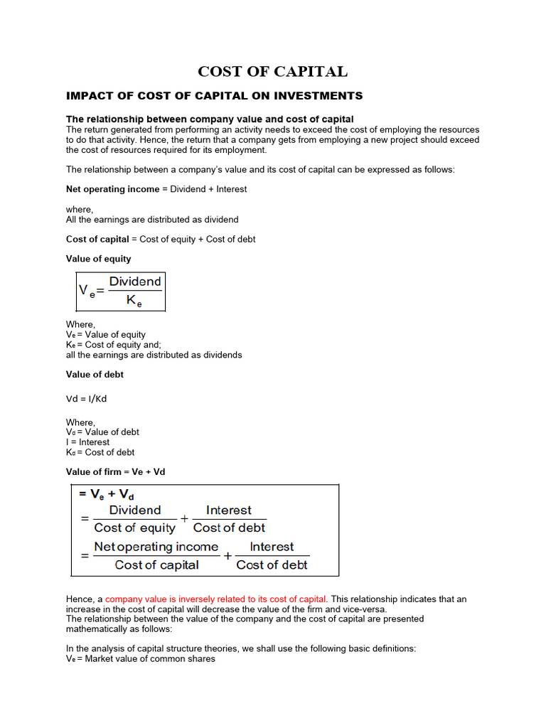 Cost of Capital | PDF | Cost Of Capital | Capital Asset Pricing Model