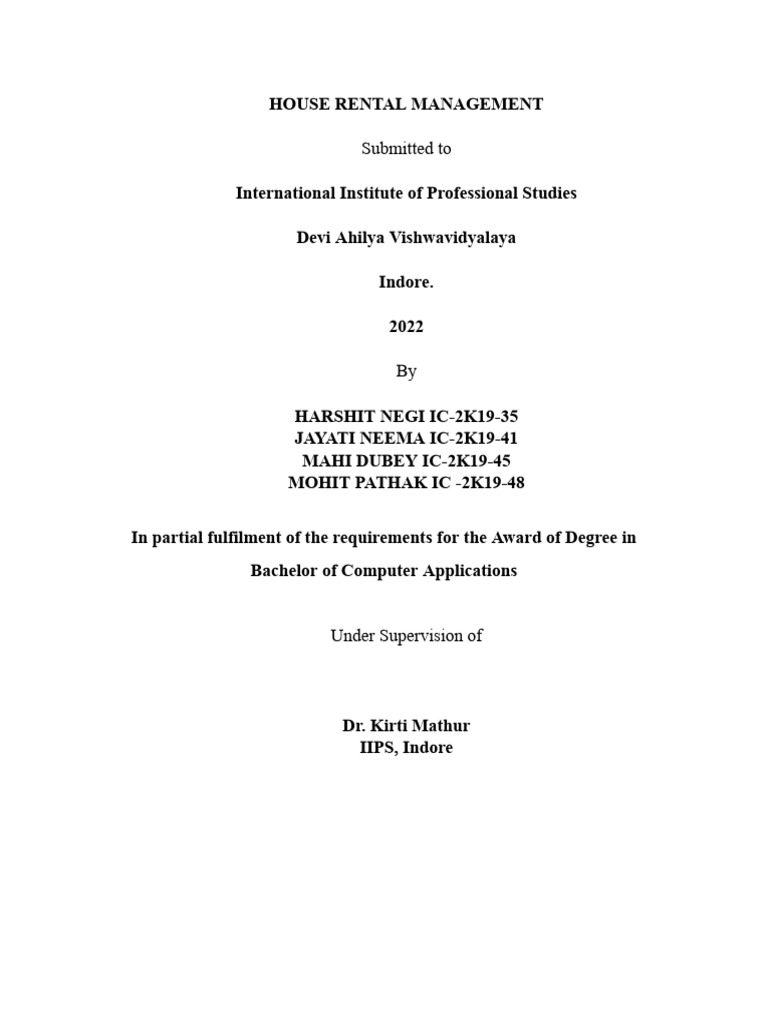 House Rental Management System Overview | PDF | Conceptual Model ...