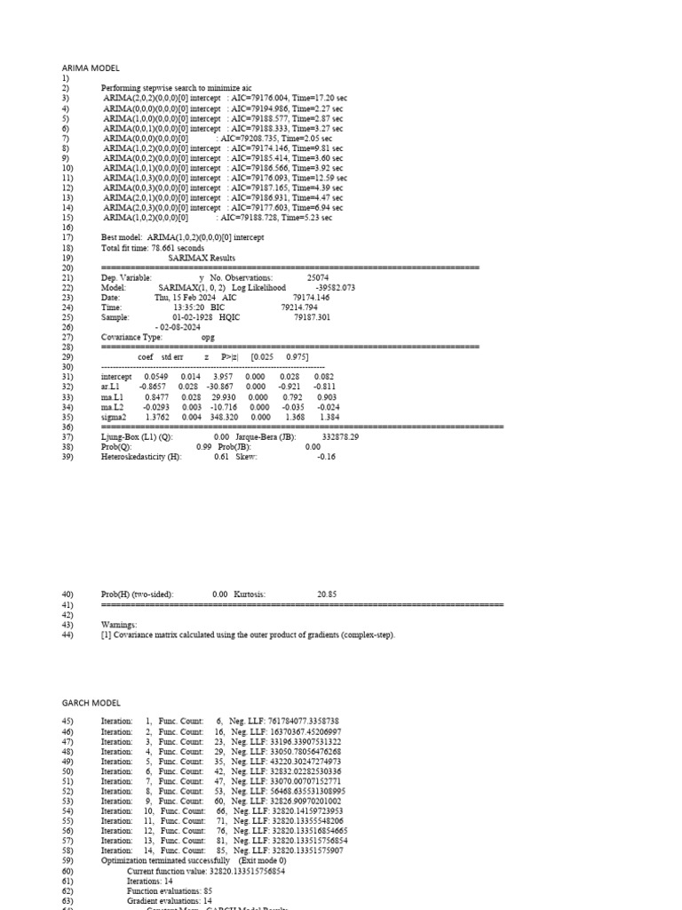 Arima Model Pdf Autoregressive Integrated Moving Average P Value