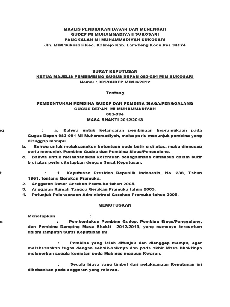 Contoh SK Pramuka | PDF