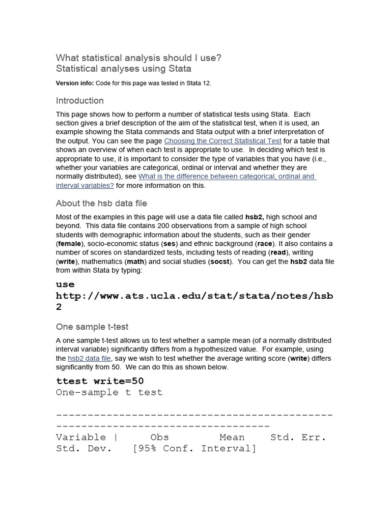 Applied Econometrics Using Stata | PDF | Student's T Test | Logistic ...