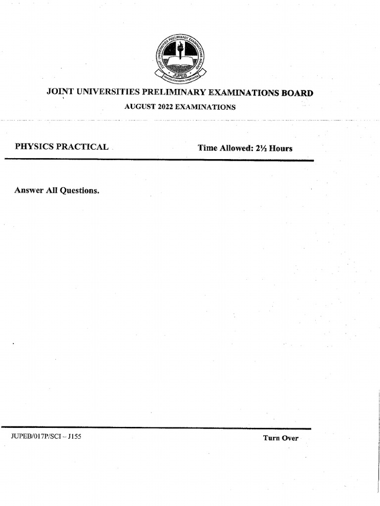 JUPEB 2024 Physics Practical Exam Guide | PDF | Electrical Resistance And Conductance ...