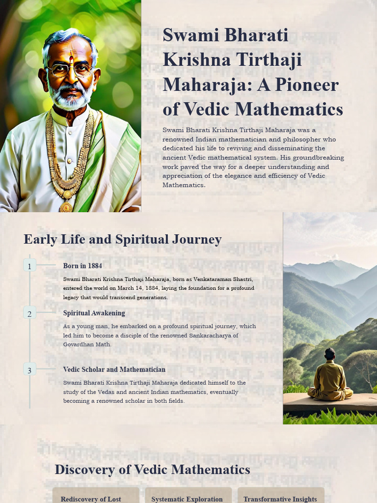Swami Bharati Krishna Tirthaji Maharaja: A Pioneer of Vedic Mathematics ...