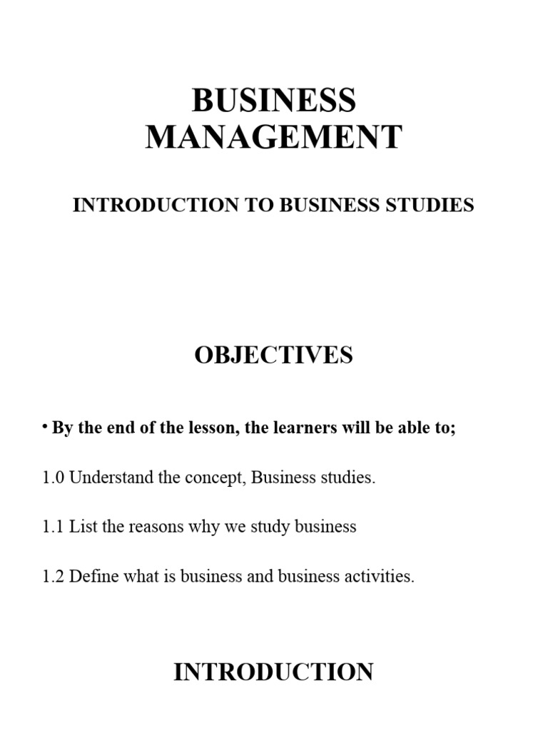Form 1 Introduction | PDF | Economics | Business