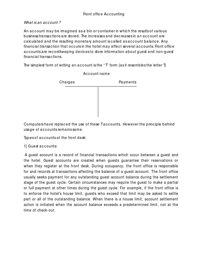 Front Office Accounting Essentials | PDF