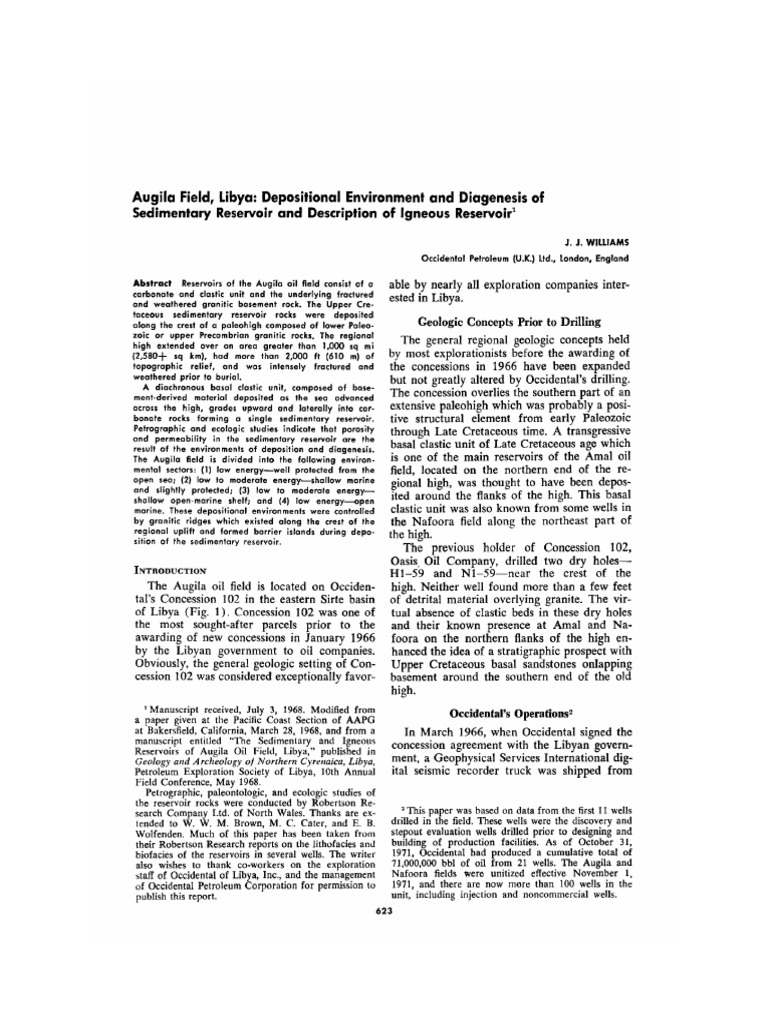Augila Oil Field: Reservoir Analysis | PDF | Sedimentary Rock | Clastic ...
