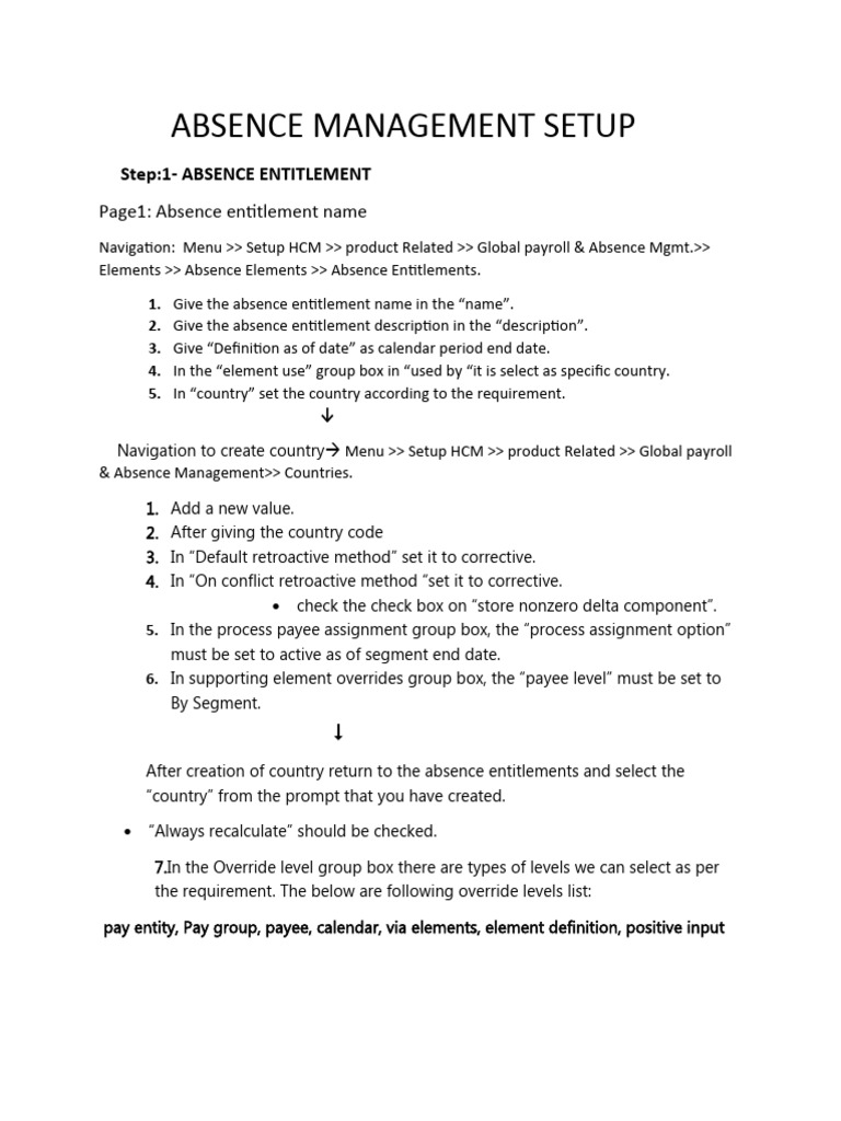 Absence Management Setup@doc | Download Free PDF | Personal ... Absence Management Setup@doc | Download Free PDF | Personal ...