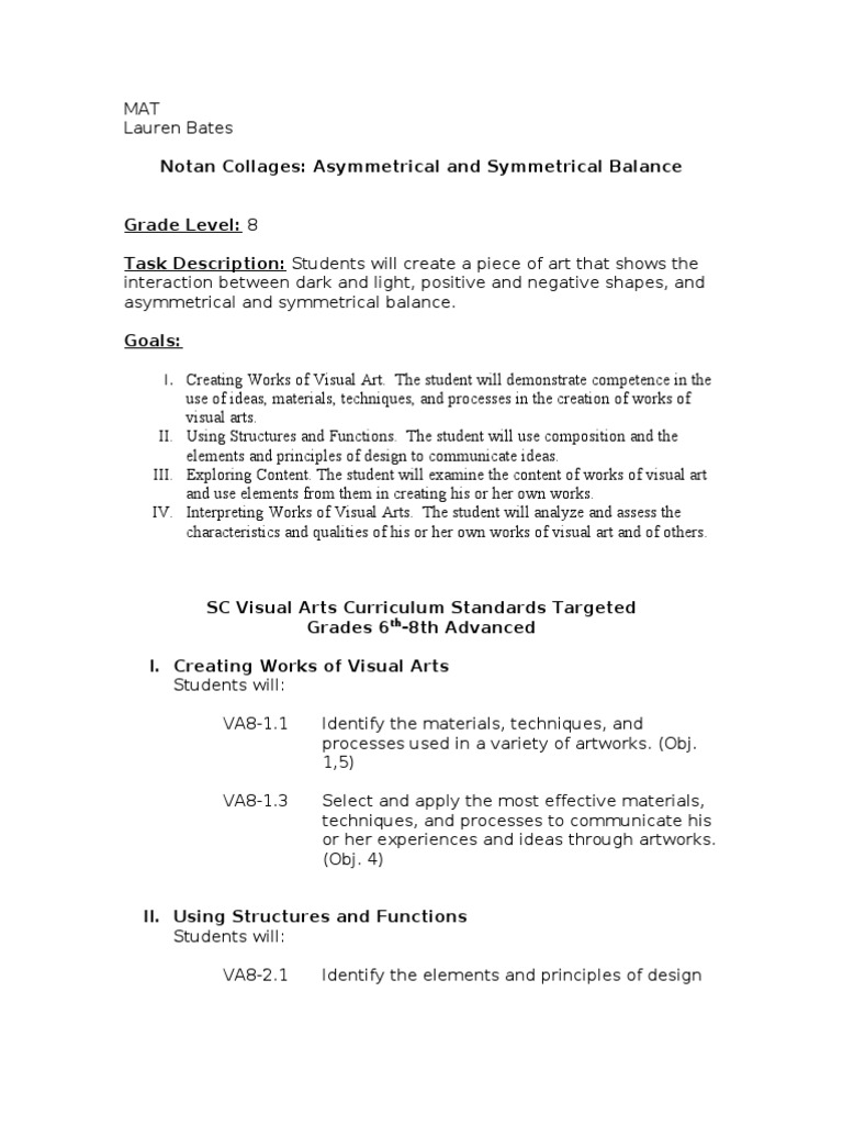 Notan Collages: Asymmetrical and Symmetrical Balance | PDF | Collage ...