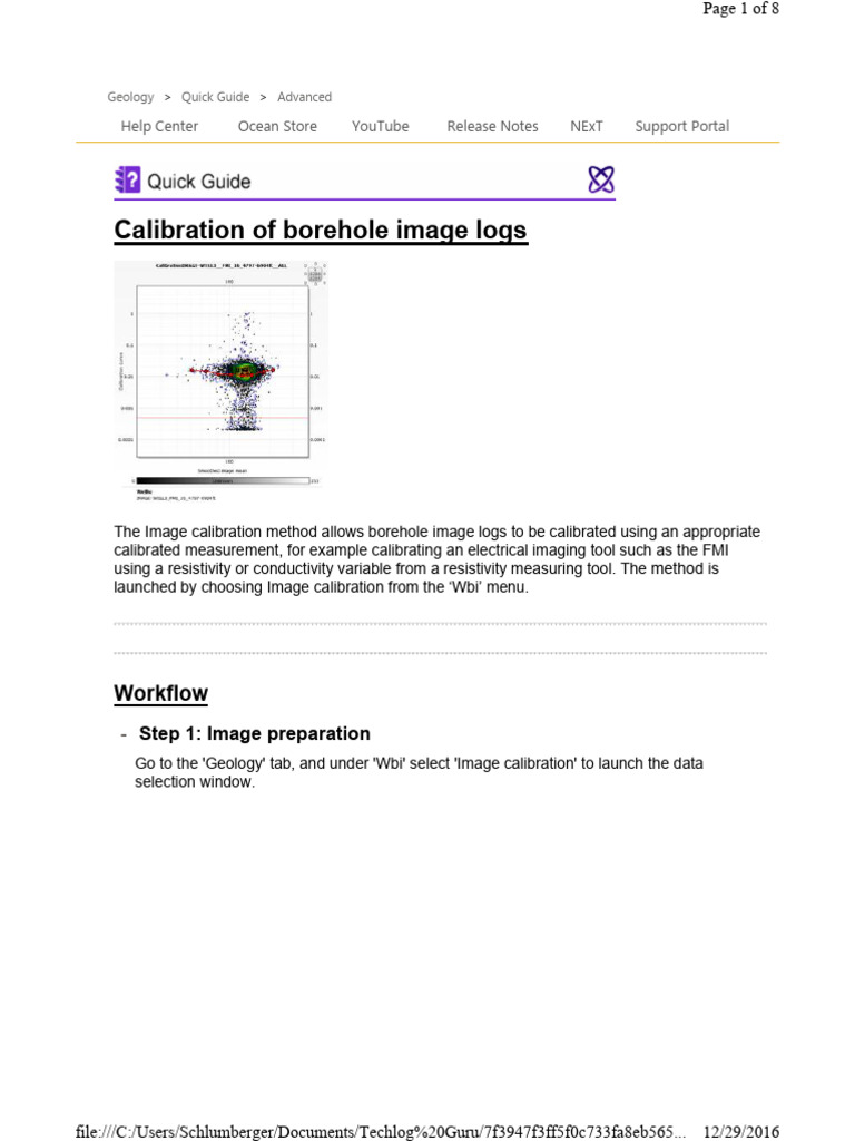 Borehole Image Log Calibration Guide | PDF | Calibration | Histogram