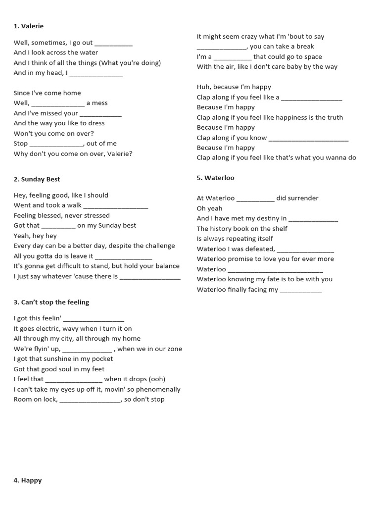 Nostalgic Pop Lyrics | PDF