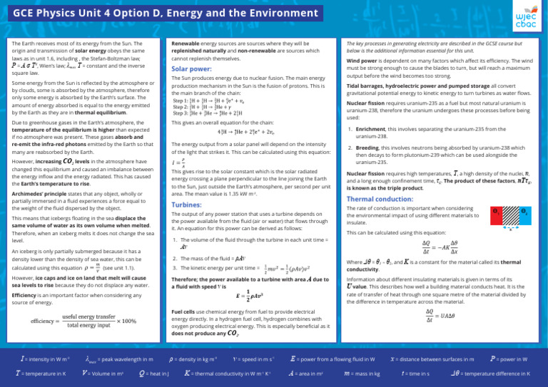 WJEC ALevel Physics Unit4 Option D | PDF | Sun | Earth
