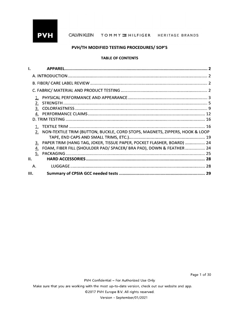 PVH Testing Method GQM | PDF