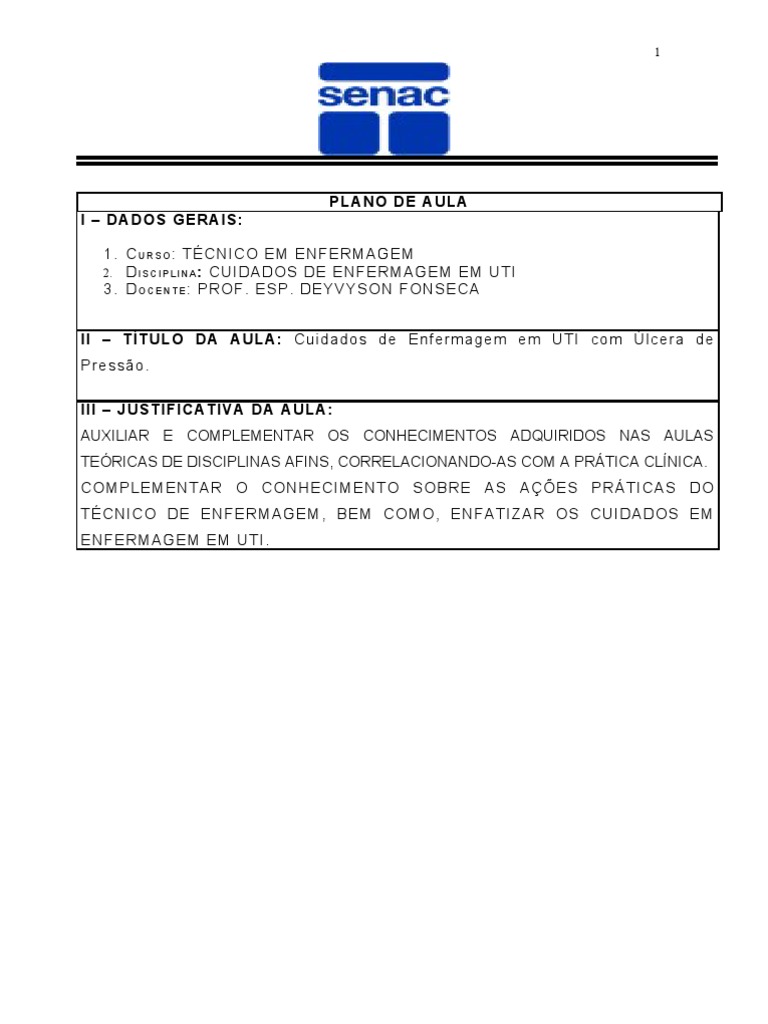 Plano de Aula Senac | PDF