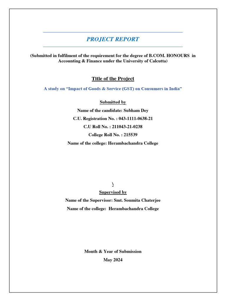 A Study On "Impact of Goods and Service Tax (GST) On Consumers in India ...