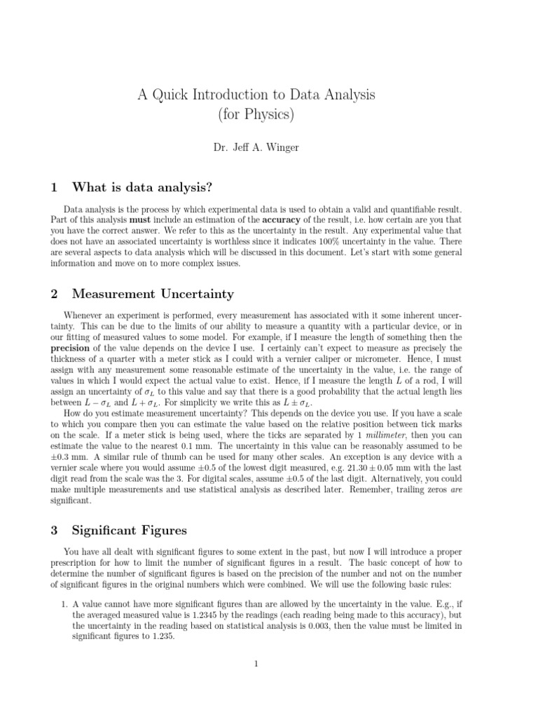 Data Analysis Basics for Physics | PDF | Significant Figures | Statistical Theory