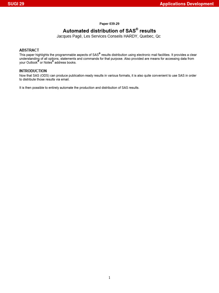 Automated Distribution of SAS® Results | PDF | Sas (Software) | Computer File