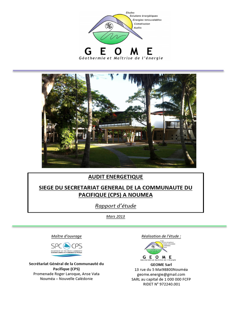 Appendix II - Rapport AUDIT ENERGETIQUE CPS GEOME MARS 2013 | PDF