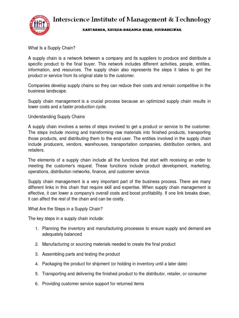 SCM Unit 1 | PDF | Supply Chain | Supply Chain Management