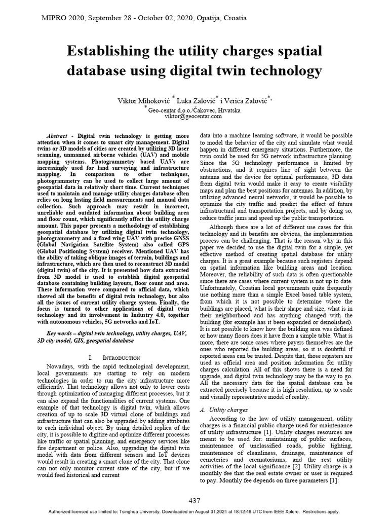 Establishing The Utility Charges Spatial Database Using Digital Twin Technology | PDF ...