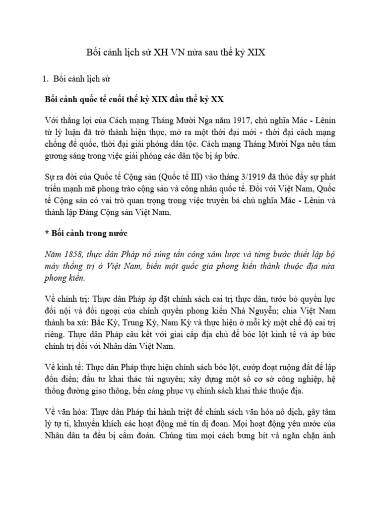 Bối cảnh lịch sử XH VN nửa sau thế kỷ XIX | PDF