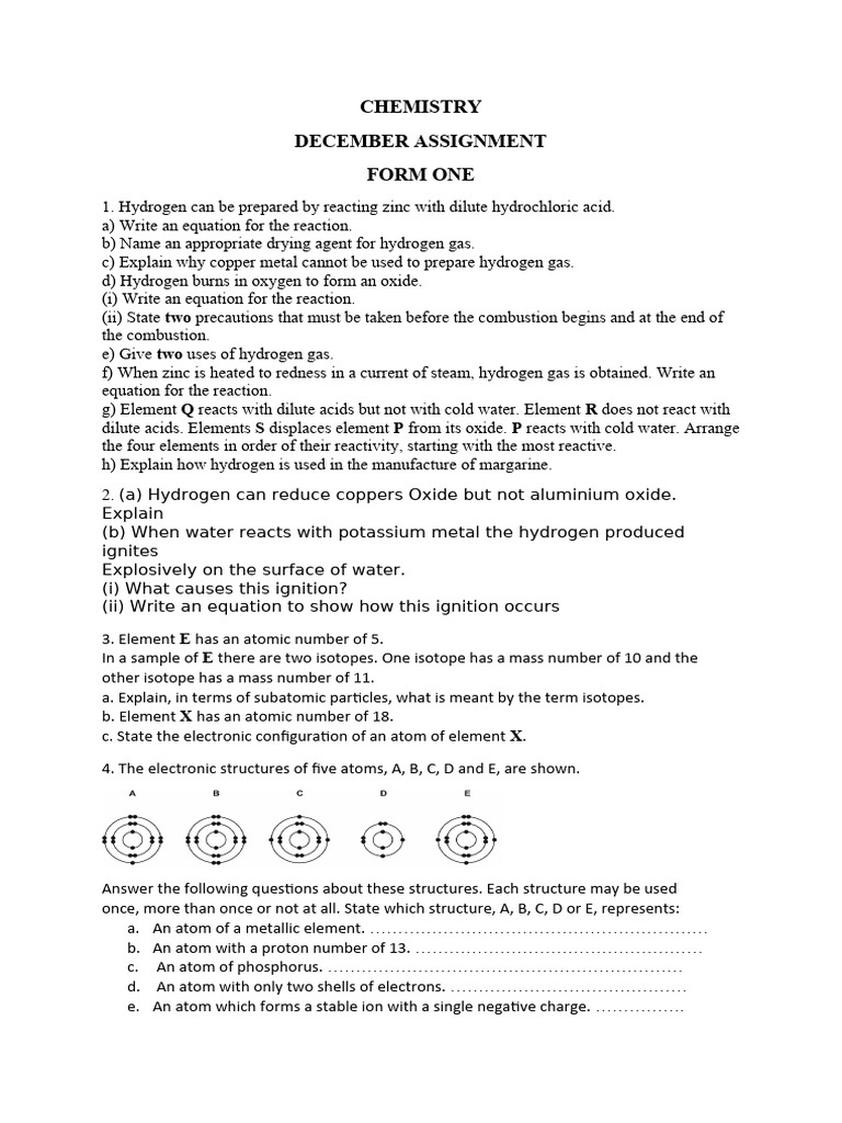 Chemistry f1 | PDF | Hydrogen | Chemical Reactions