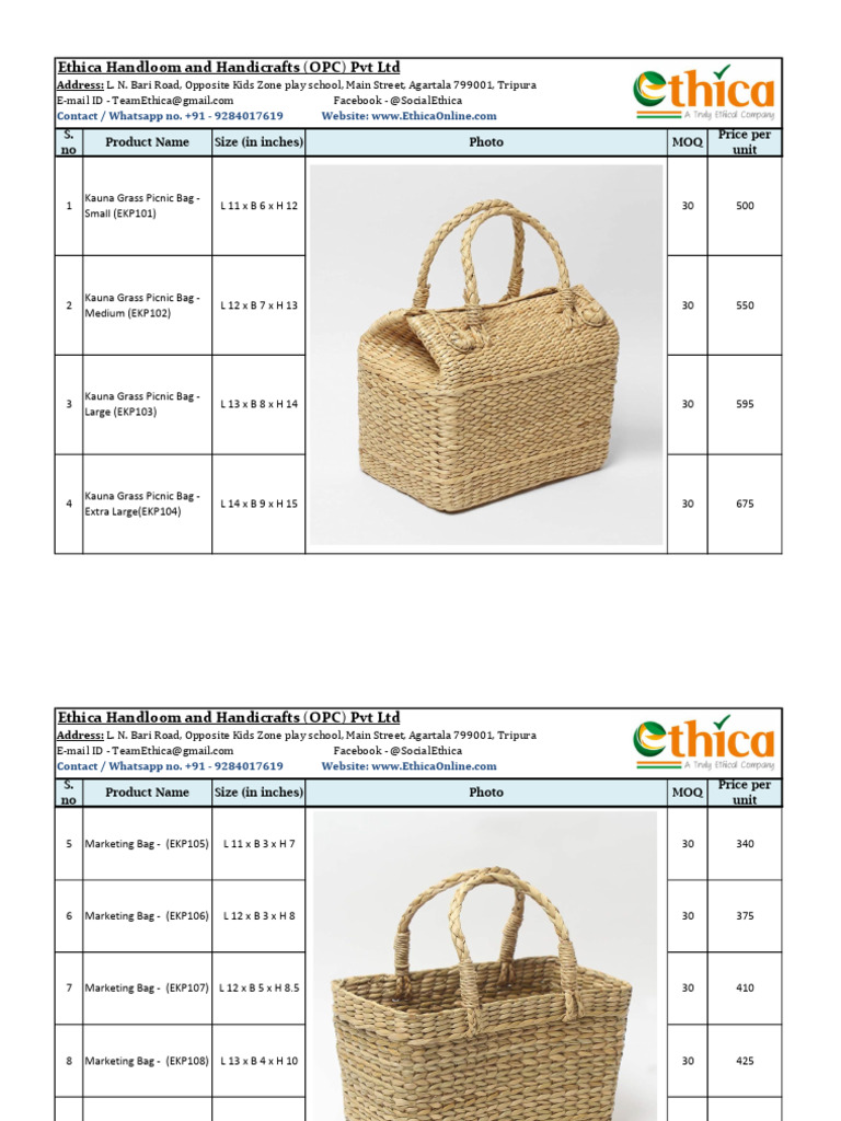 Ethica Kauna Grass Products Catalogue | PDF
