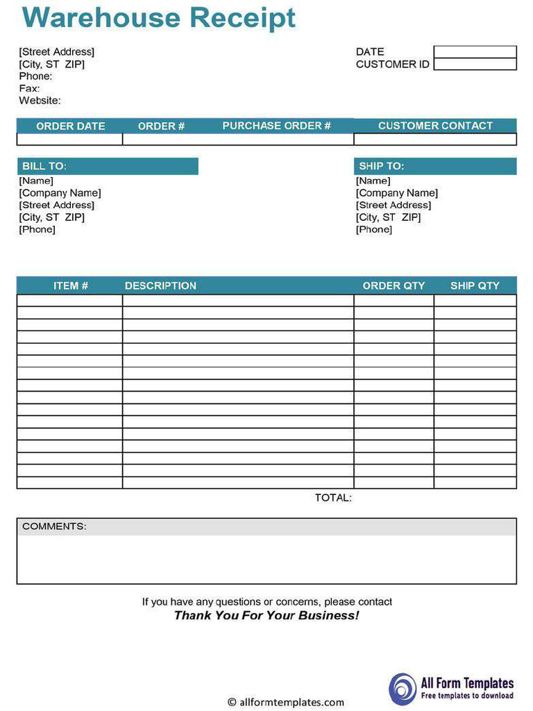 Warehouse Receipt Template For Products and Goods | PDF