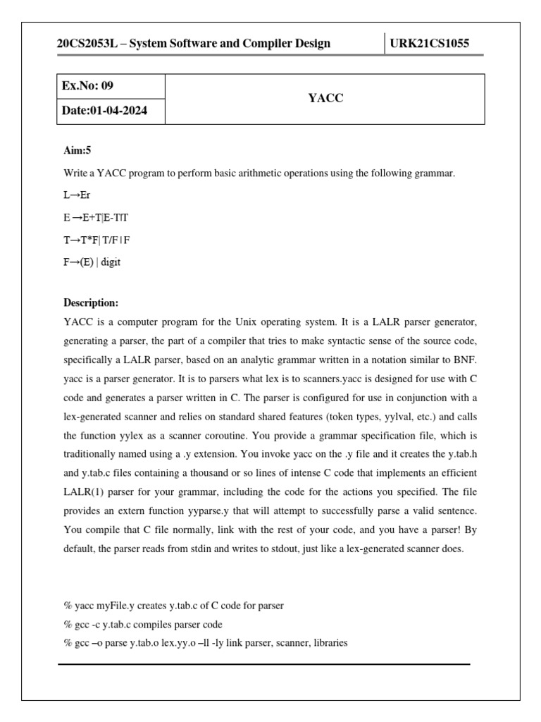 Sscd-Exp 9 1058 | PDF | Parsing | Computer Programming