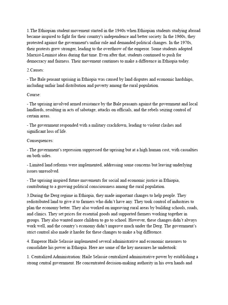 Ethiopian Student Movement and Reforms | PDF | Ethiopia | Rebellions