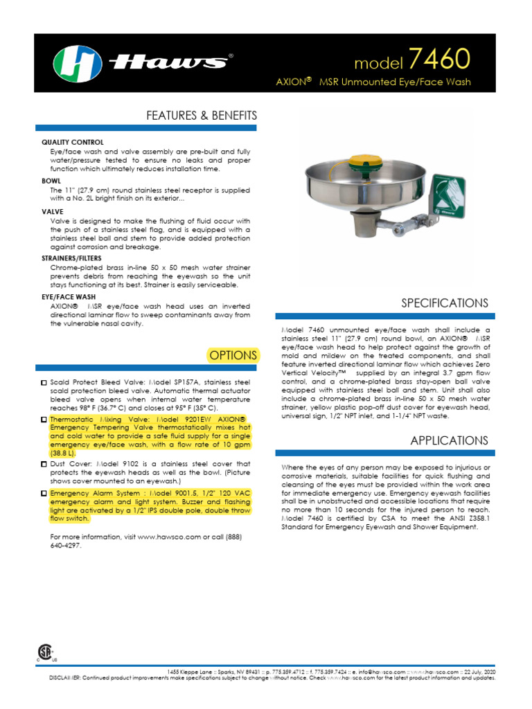 7460 Spec | PDF | Valve | Building Engineering